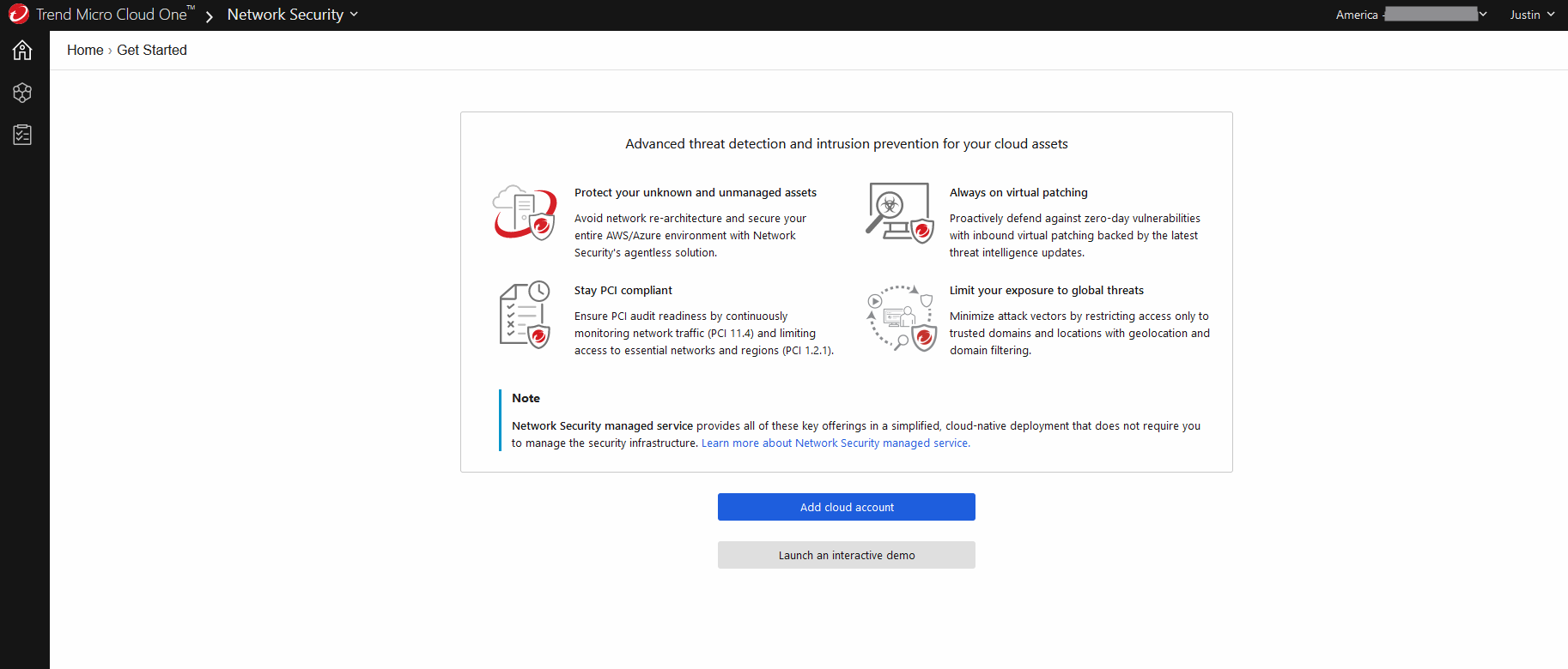 Cloud One - Network Security Adding Cloud Account :: Self Guided